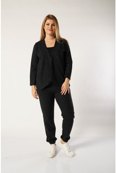 Nelly Kadın Büyük Beden Kamufle Uzun Kol Triko Hırka