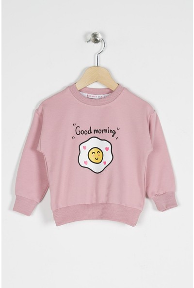 Zepkids Kız Çocuk Good Morning Baskılı Sweatshirt 1-4 Yaş