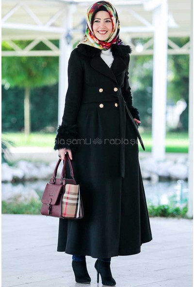 Rabia Şamlı Masal Kaşe Kaban Siyah