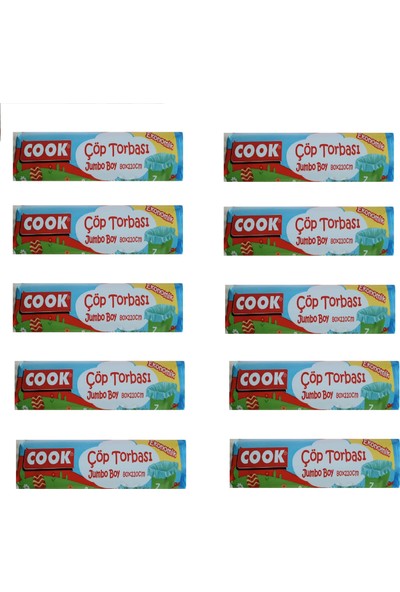 Cook Çöp Torbası Jumbo 80X110 7'li 10 Adet Cook Çöp Torbası Jumbo 80X110 7'li 10 Adet