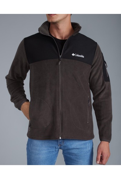 Columbia Füme Fermuarlı Beyaz Baskılı Erkek Polar