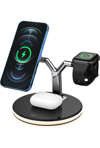 Marstec Magsafe Özellikli 3in1 Apple Kablosuz Şarj Standı (25W)