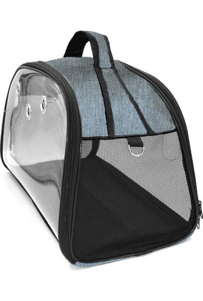 Flybag Spor Şeffaf Kedi ve Köpek Taşıma Çantası 45*30*25 Gri