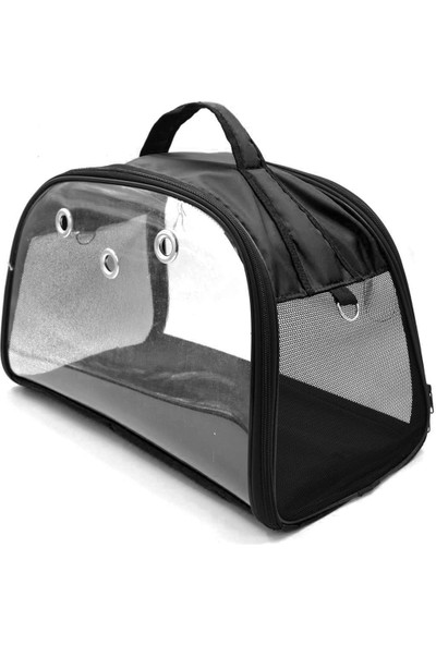 Flybag Spor Şeffaf Kedi ve Köpek Taşıma Çantası 45*30*25 Siyah