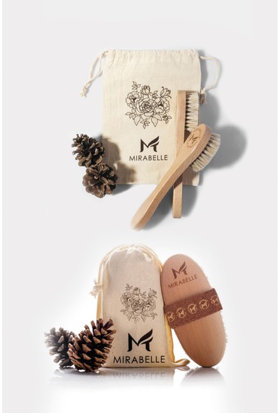 Mirabelle %100 Doğal At Kılı Selülit Fırçası + %100 Doğal At Kılı Yüz Fırçası