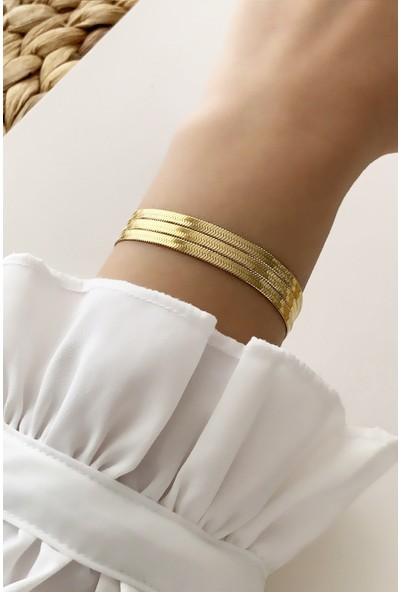 ÇLK Accessories Çelik Üç Sıra Italyan Zincir Çelik Bileklik TRBILEK7744 B34003