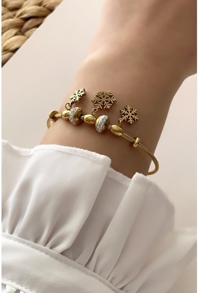 ÇLK Accessories Çelik Kar Tanesi Mıknatıs Kelepçe Çelik Bileklik TRBILEK7748 B36503