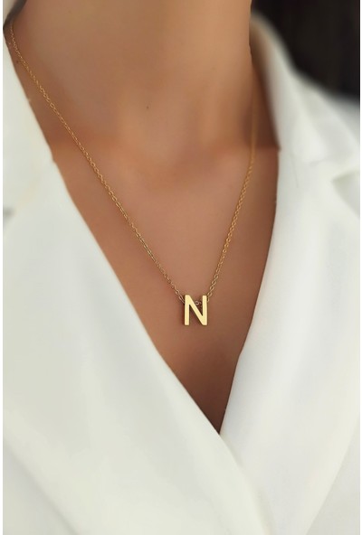 ÇLK Accessories Çelik N Harf Kolye Çlkkolyen B34003
