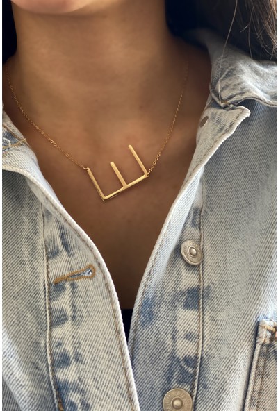 His Takı Gold Iri Plaka Harf Kolye E Harfi