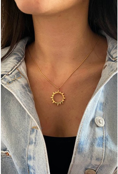 His Takı Gold Rrenk Güneş Kolye