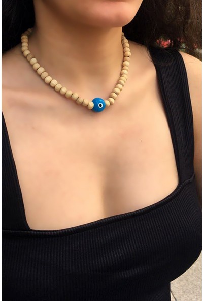 His Takı Göz Uçlu Tahta Boncuk Kolye