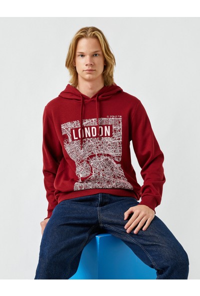 Koton Erkek Londra Baskılı Kapşonlu Sweatshirt