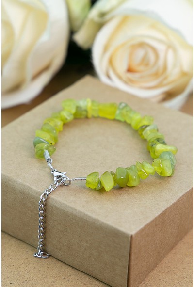 Olivin Taşı Kırık Doğal Taş Bileklik - KLCBL0123