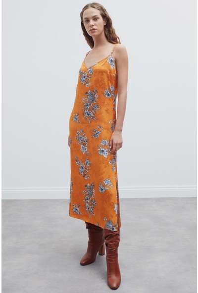 Perspective Melia Ip Askılı Turuncu Elbise