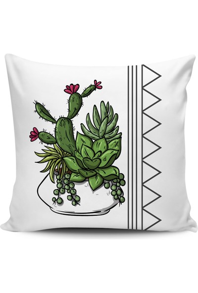 Belnido Home Premium Etnik Sukulent Motifli Kırlent Kılıfı KRY1008