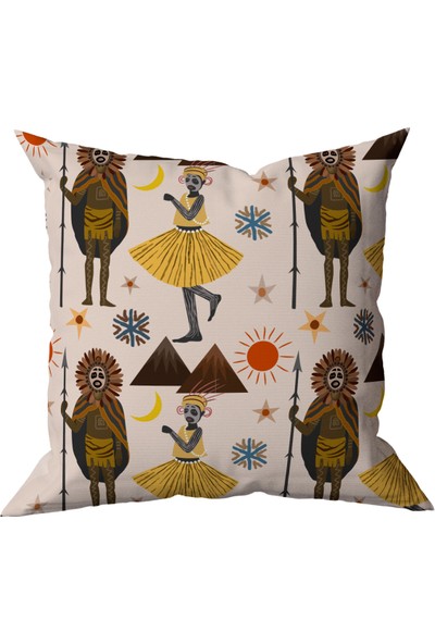 Belnido Home Premium Etnik Afrika Motifli Kırlent Kılıfı KRY1002