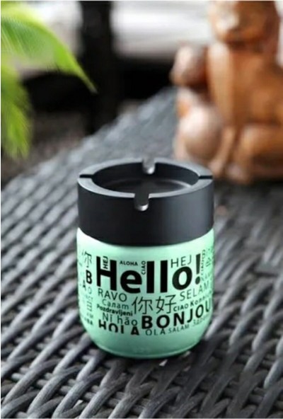 Lira Kokusuz Cam Küllük (Hello Desenli)