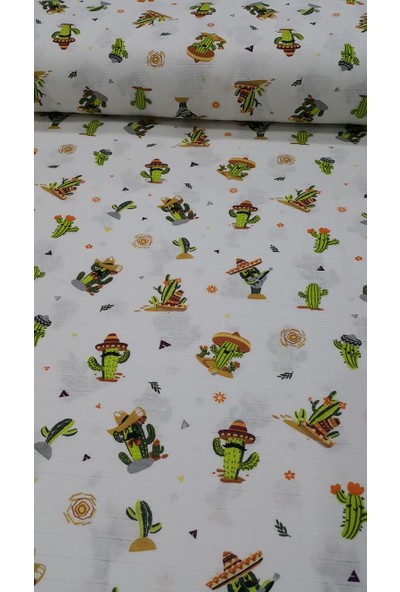 Bursa Kumaşçısı Müslin Kumaşı Kaktüs Desen