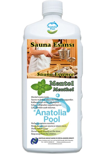 Anatolia Pool Sauna Buhar Esansı Mentol 1 Lt. ( Sauna Essence Menthol )