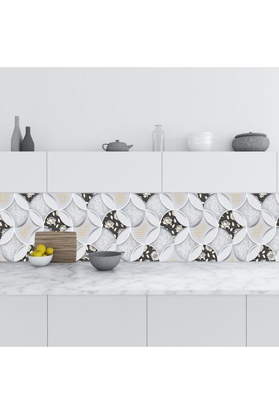 Sticker Art Mutfak Tezgah Arası Folyo Fayans Kaplama Folyosu Çiçek Duvar Karo 60X300 cm