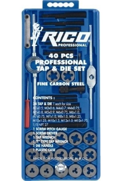 Rico 005-RC3240 40 Parça Pafta Kılavuz Seti Rico 005-RC3240 40 Parça Pafta Kılavuz Seti