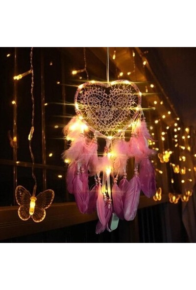 Bk Stores LED Işıklı Kalpli Düş Kapanı Dream Catcher lik Bk Stores LED Işıklı Kalpli Düş Kapanı Dream Catcher lik