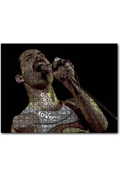 Cakapuzzle Freddie Mercury Üzerinde Şarkı Sözleri 120 Parça Puzzle Yapboz Mdf (Ahşap)