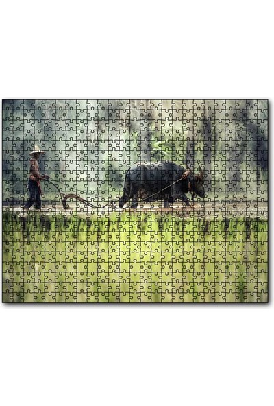 Cakapuzzle Pirinç Tarlası Süren Vietnamlı 500 Parça Puzzle Yapboz Mdf (Ahşap)