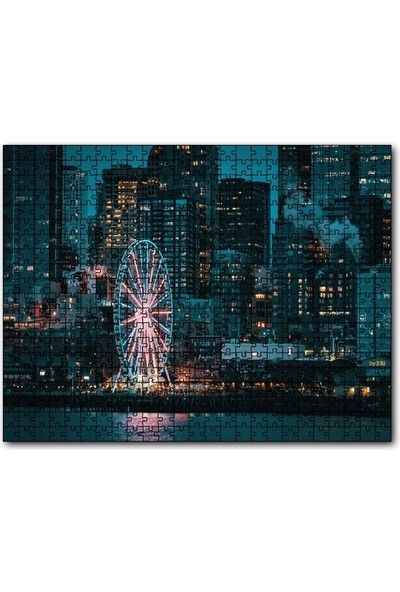 Cakapuzzle Lunapark ve Gökdelenler 120 Parça Puzzle Yapboz Mdf (Ahşap)