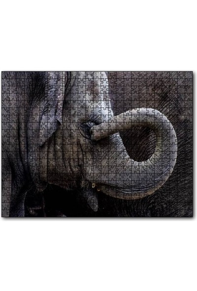 Cakapuzzle Gözünü Kaşıyan Fil Yakın Çekim 500 Parça Puzzle Yapboz Mdf (Ahşap)