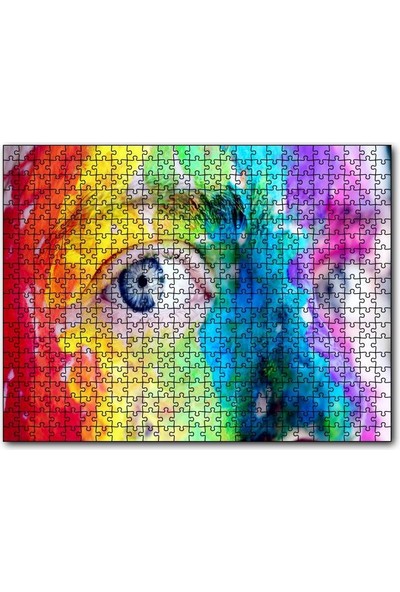 Cakapuzzle Rengarenk Boyalı Yüz ve Mavi Gözler 120 Parça Puzzle Yapboz Mdf (Ahşap)