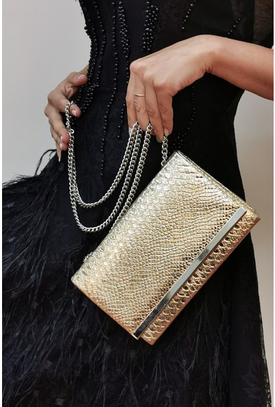 Nazart Kadın Kroko Altın Abiye Clutch Portföy Kadın Gece Çantası Nazart Kadın Kroko Altın Abiye Clutch Portföy Kadın Gece Çantası