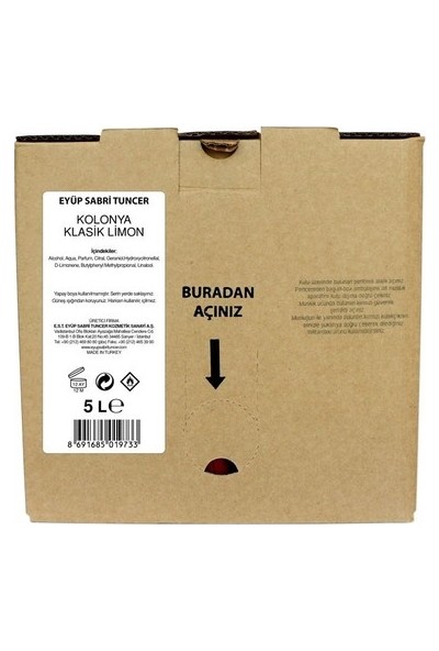 Eyüp Sabri Tuncer Klasik Limon Kolonyası 5 Lt