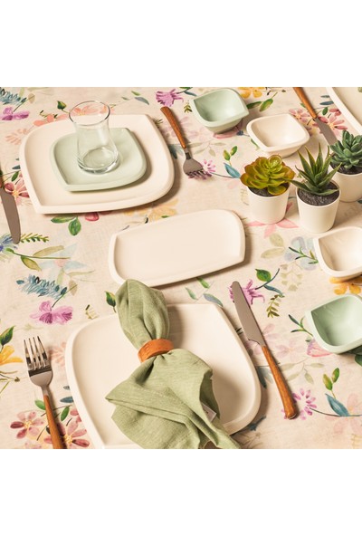 Karaca Tiny Green 26 Parça 6 Kişilik Porselen Kahvaltı/Servis Takımı