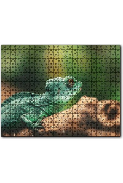 Cakapuzzle Mango Kökü Üzerindeki Yeşil Kertenkele 120 Parça Puzzle Yapboz Mdf (Ahşap)