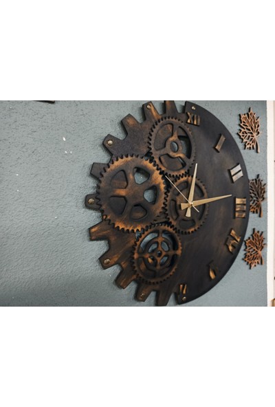 Bahemart Çark Iskelet Tasarımlı Ahşap Lazer Kesim Duvar Saati Yakma Saat Bahemart Çark Iskelet Tasarımlı Ahşap Lazer Kesim Duvar Saati Yakma Saat