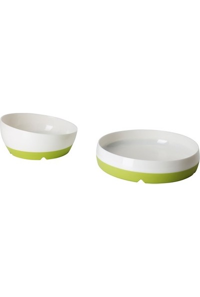 Ikea Smagli Tabak ve Kase Yeşil-Beyaz