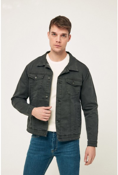 FullaModa Düğmeli Cepli Kot Ceket