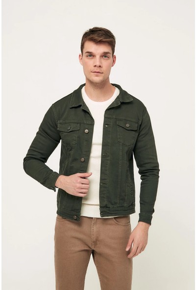 FullaModa Düğmeli Cepli Kot Ceket