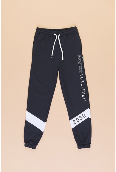 FullaModa Yazı Baskılı Paçası Lastikli Çocuk Jogger Eşofman Altı FullaModa Yazı Baskılı Paçası Lastikli Çocuk Jogger Eşofman Altı