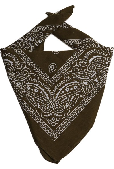 Attach Ükb-Haki Renk Şal Desen Damla Tasarım Kare Bandana