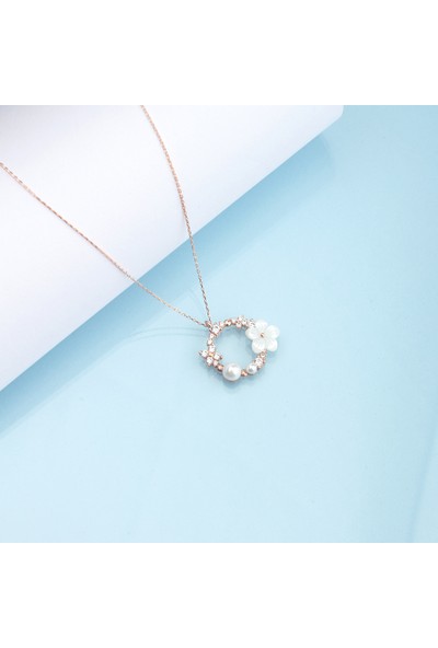 Ravza Gümüş 925 Ayar Gümüş Zirkon Taşlı Halka Modeli Yasemin Çiçeği Kolye