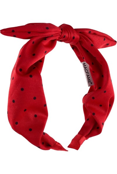 Macfame Kulaklı Puantiyeli Taç Kırmızı