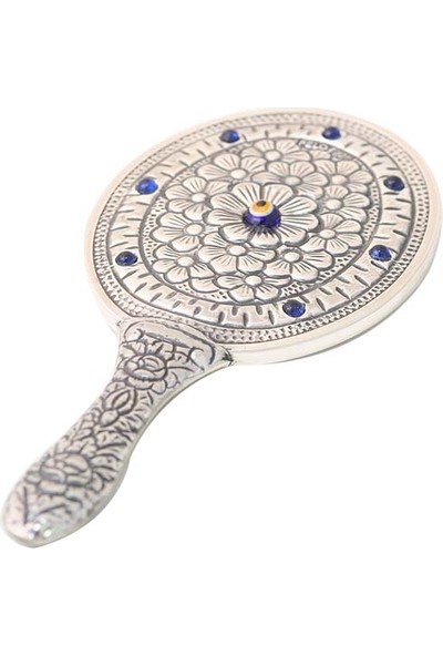Altın Sepeti Nazar Boncuklu Gümüş El Aynası Altın Sepeti Nazar Boncuklu Gümüş El Aynası