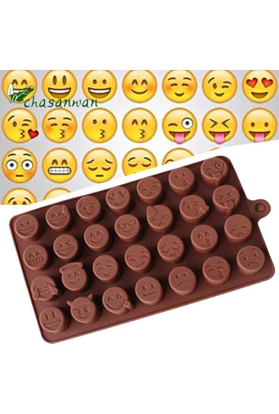 Siliko World Emoji Şekilleri Silikon Çikolata Kalıbı