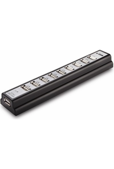 S-Lınk SL-U110 (SL-H105) 10PORT USB 2.0 Siyah USB Çoklayıcı Hub Adaptörlü