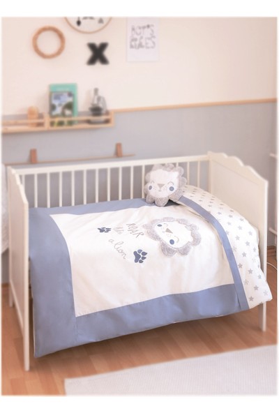 Bibaby Erkek Bebek Lion Aslan Desen Nevresim Takımı Indigo