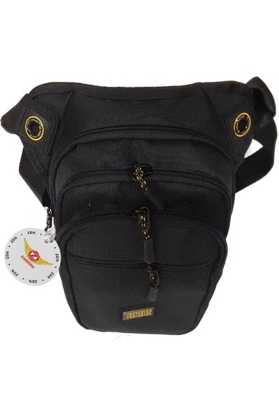 Qeppa Çok Gözlü Su Geçirmez Siyah Bel Bacak Omuz Motorcu Çantası