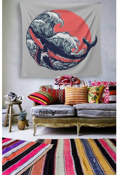Hobimania Duvar Örtüsü Tapestry Dalga ve Balık 100X100 cm Duvar Dekorasyon Moda Hobimania Duvar Örtüsü Tapestry Dalga ve Balık 100X100 cm Duvar Dekorasyon Moda