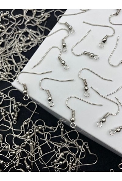 Hedef Bijuteri 100 Adet Nikel Renk - Gümüş Renk Küpe Kancası,çengelli Küpe Klipsi,küpe Yapım Malzemesi